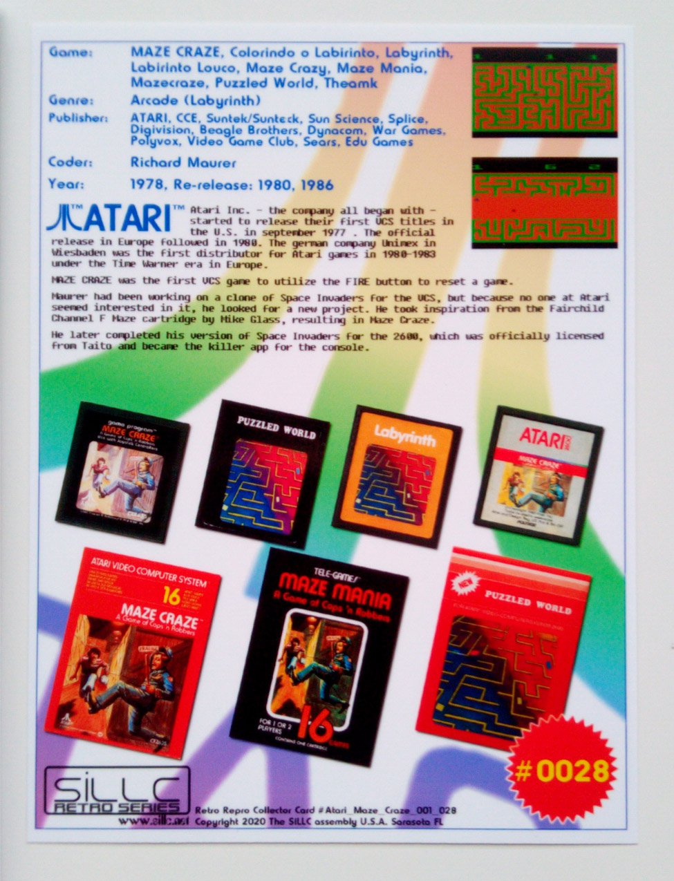 Atari VCS2600/7800 game MAZE CRAZE – \X4a